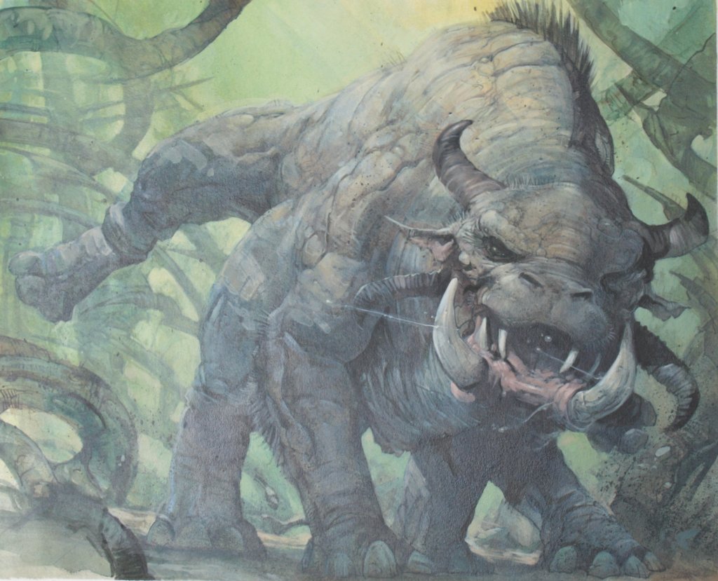Original magic artwork Brontotherium MTG Art Painting Drawing Gathering