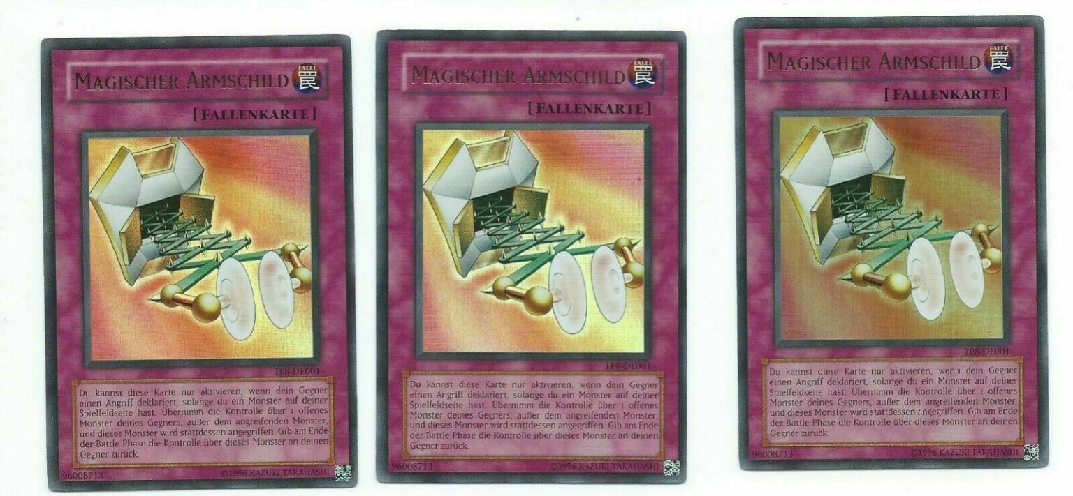 Yugioh! 3x Magical Arm Shield Ultra Rare GERMAN playset LED6-EN002 ...