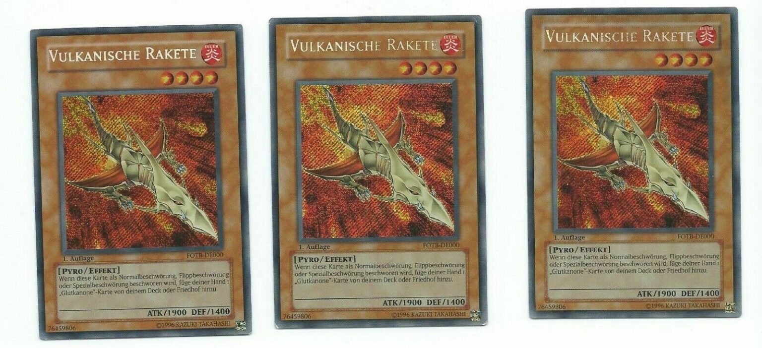 Yugioh! 3x Volcanic Rocket FOTB-EN000 GERMAN Secret Rare 1st First ...