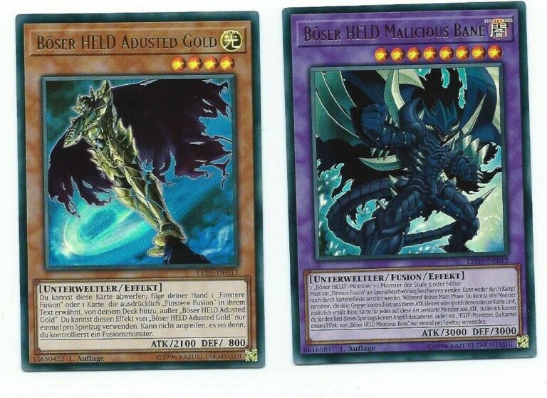 Yugioh! Evil HERO Malicious Bane & Adusted Gold Ultra Rare 1st GERMAN ...