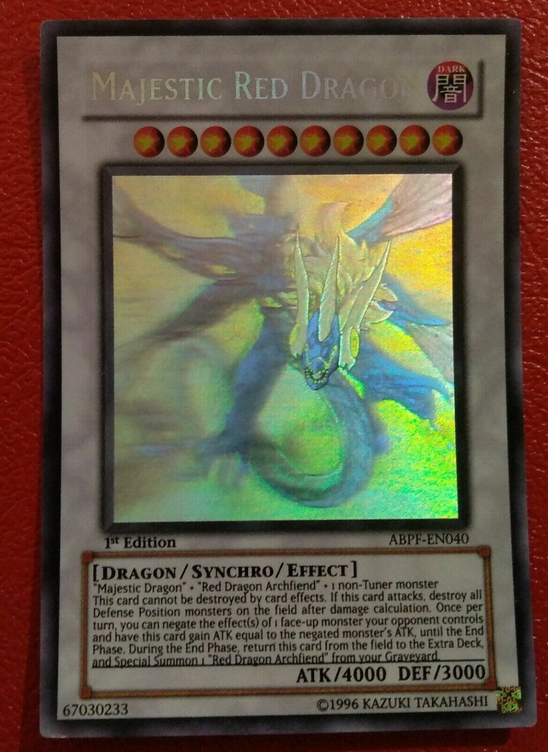 Yugioh! Majestic Red Dragon ABPF-EN040 Ghost Rare 1st First Edition #2 ...